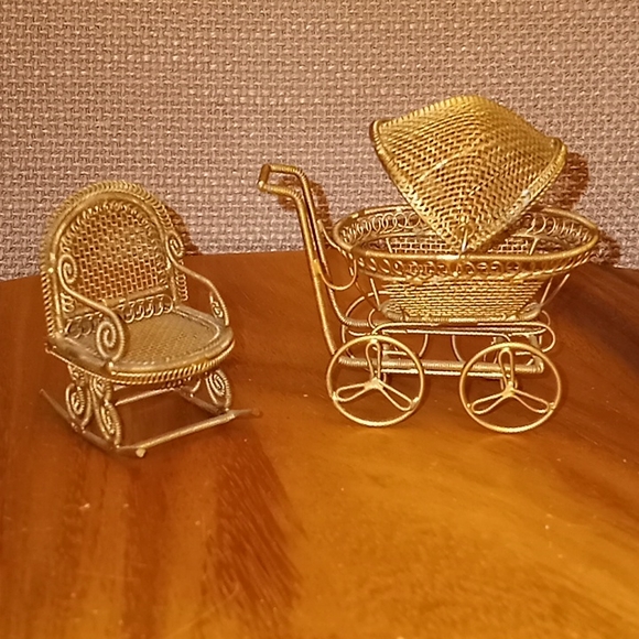 Toys | Wire Rocking Chair And Carriage House Doll Furniture Toy Cake ...